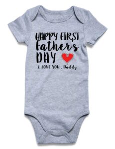 lovekider toddler unisex-baby bodysuit happy first fathers day short sleeve newborn romper jumpsuit breathable print infant apparel(0-3 months)