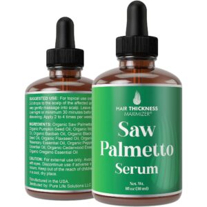 saw palmetto serum for hair growth: rosemary, peppermint, pumpkin seed oils. vegan thickening, moisturizing, strengthening treatment for women, men - weak, dry, frizzy hair - 1oz