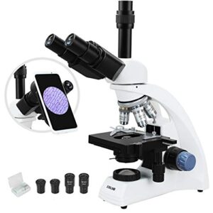 esslnb 40x-2000x microscopes for students adults 3w led compound lab microscope with phone adapter x-y mechanical stage n.a = 1.25 abbe condenser 2 types of power supplies