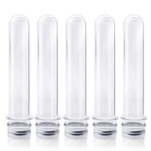 clear plastic test tubes with caps,20pcs 25x140mm(45ml) clear tubes with 2 funnel for scientific experiments, party, decorate the house, candy storage