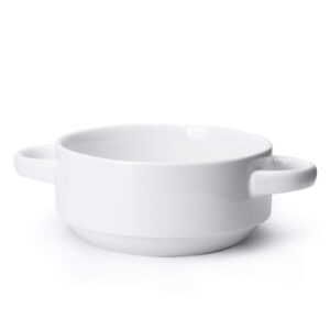 sweese 108.000 porcelain bowl with handles - 20 ounce for soup, cereal, stew, chill, set of 1, white