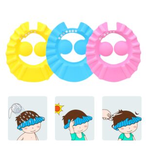 suntrade 3pcs cute kids adjustable shampoo bath bathing shower cap hat wash hair shield