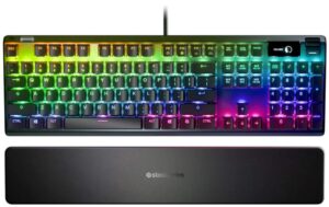 steelseries apex 7 mechanical gaming keyboard, oled smart display, red switches - turkish qwerty layout pc