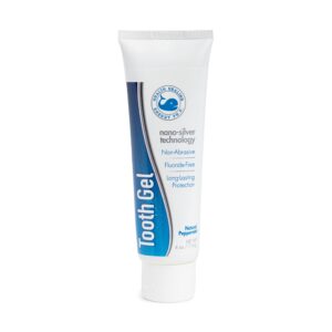 toothpaste gel nano silver technology - fluoride free, sls free, non-abrasive, no bpa, non-staining, family friendly, promotes fresh breath and mouth, natural, peppermint, 4oz