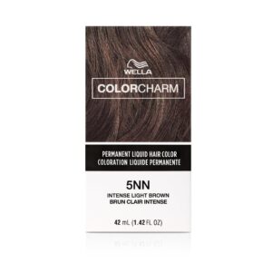 colorcharm permanent liquid hair color for gray coverage| 5nn intense light brown | 1.4 fl oz