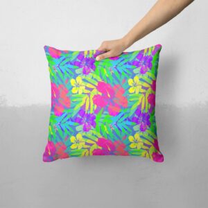 iirov tropical fluorescent v1 - custom decorative home decor indoor or outdoor throw pillow cover for sofa, bed or couch cushion (pillow case cover only)