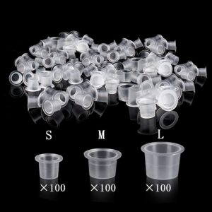 uptatsupply tattoo ink cups 300pcs mixed size permanent makeup pigment clear holder container cap tattoo accessory