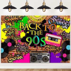 mocsicka 90’s backdrop hip hop graffiti brick wall retro radio fashion photography background back to the 90’s themed party banner decoration backdrops (7x5ft)