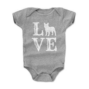 french bulldog baby clothes, onesie, creeper, bodysuit - french bulldog love wht (heather gray, 3-6 months)