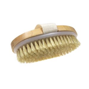 hyshina dry skin body brush improves skin's health and beauty natural bristle remove dead skin and toxins cellulite treatment improves lymphatic functions exfoliates stimulates blood circulation