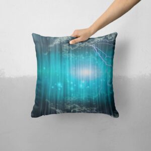 iirov teal twilight zone with strikes of lightening - custom decorative home decor indoor or outdoor throw pillow cover plus cushion set for sofa, bed or couch (pillow case cover plus cushion)