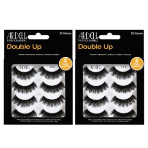 ardell false eyelashes double up 203 - dramatic, full volume lashes, black strip lashes for bold eye look, 2 packs