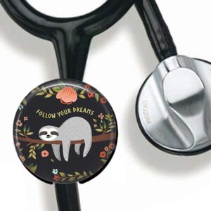 cute sloth stethoscope tag personalized,nurse doctor stethoscope id tag customized, medical stethoscope name tag with writable surface-black