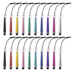 homedge mini stylus pen set of 20 pack, universal capacitive stylus with 3.5 mm jack compatible with all device with capacitive touch screen – 10 color