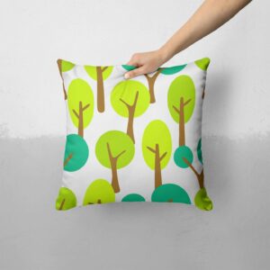 iirov bright shades of green cartoon trees - custom decorative home decor indoor or outdoor throw pillow cover for sofa, bed or couch cushion (pillow case cover only)