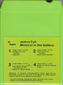 jethro tull: minstrels in the gallery 8 track tape