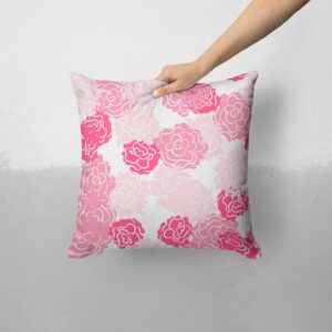 iirov pale pink and red cartoon roses - custom decorative home decor indoor or outdoor throw pillow cover plus cushion set for sofa, bed or couch (pillow case cover plus cushion)