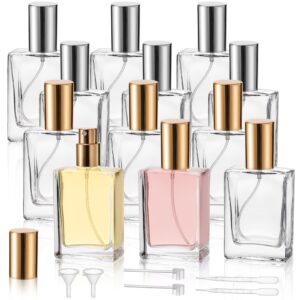 foraineam 12 pack 1 oz / 30ml clear glass perfume bottle, refillable empty fine mist atomizer spray bottles, portable square perfume atomizer bottles for fragrance, perfume, lotion, essential oil