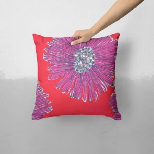 iirov artistic purple & coral floral - custom decorative home decor indoor or outdoor throw pillow cover for sofa, bed or couch cushion (pillow case cover only)