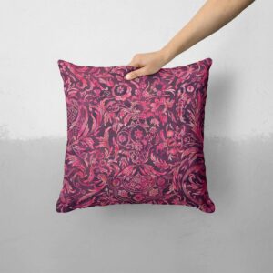 iirov pink and wine damask watercolor pattern - custom decorative home decor indoor or outdoor throw pillow cover for sofa, bed or couch cushion (pillow case cover only)