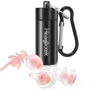 hearprotek sleeping ear plugs,2 pairs ear plugs (32db & 30db) ultra soft noise reduction and hearing protection earplugs for side sleepers, snoring, travel, working, safety (pink)