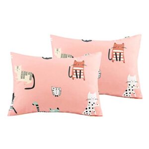 sivio toddler pillowcases ultra soft 100% cotton bedding pillow case cover for child,pink cat 14"x19" for 13"x18",12"x16" pillow