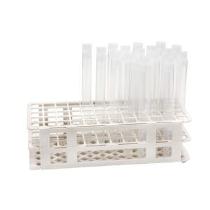 ulab scientific white tube rack and plastic test tubes set, include 1pc of white tube rack, 60pcs of plastic macaroon party tubes shot glasses, nature color, utr1015