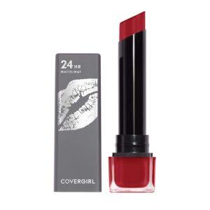 covergirl exhibitionist ultra-matte lipstick, the real thing, 1 count, pack of 1, lipstick, red lipstick, long lasting lipstick, matte lipstick, no cracking or flaking, increases lip moisture