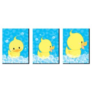 big dot of happiness ducky duck - rubber ducky nursery wall art and kids room decorations - gift ideas - 7.5 x 10 inches - set of 3 prints