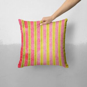 iirov inverted yellow and red verticle stripes - custom decorative home decor indoor or outdoor throw pillow cover plus cushion set for sofa, bed or couch (pillow case cover plus cushion)