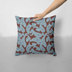 iirov blue and brown paisley pattern v4 - custom decorative home decor indoor or outdoor throw pillow cover plus cushion set for sofa, bed or couch (pillow case cover plus cushion)