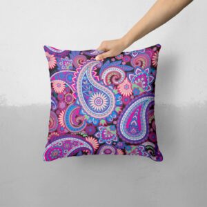 iirov vibrant purple paisley v5 - custom decorative home decor indoor or outdoor throw pillow cover for sofa, bed or couch cushion (pillow case cover only)