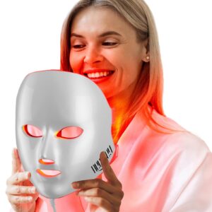 newkey red light therapy mask for face,7 colors led face mask light therapy, at-home photon skin care beauty mask for anti wrinkles acne reduction