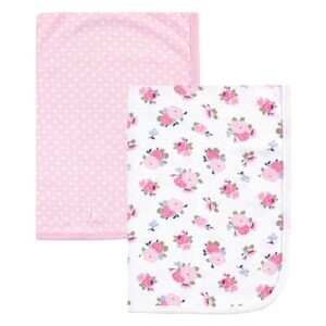 luvable friends unisex baby cotton swaddle blanket, floral, one size