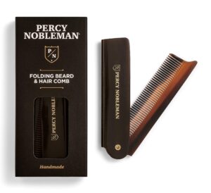 acetate folding beard & hair comb by percy nobleman, ideal for use on beards & hair.