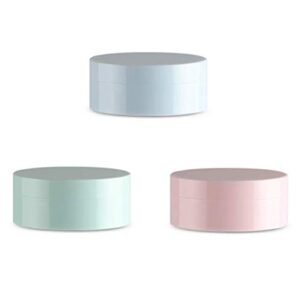 dnhcll 3pcs 5ml high-grade empty powder box,travel portable plastic empty powder case make-up loose powder puff box container with sifter and lids(pink,blue and green)