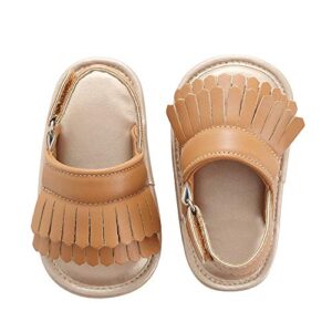 koshine baby sandal tassels summer toddler slipper shoes 0-18 months (12-18 months,khaki)