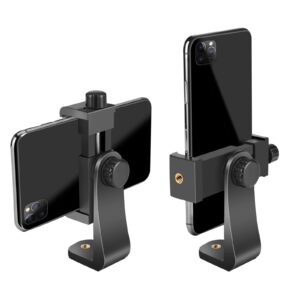 sharingmoment premium smartphone holder/vertical and horizontal tripod mount adapter rotatable bracket with 1/4 inch screw/adjustable clip for iphone, android cell phone, selfie stick, camera stand