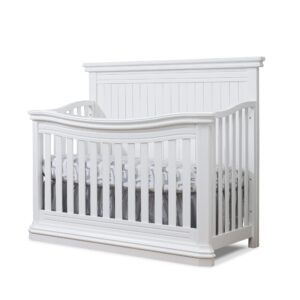 sorelle furniture primo crib, classic 4-in-1 convertible crib, white crib made of wood, non-toxic finish, wooden baby bed, toddler bed, child’s daybed and full-size bed, nursery furniture-white