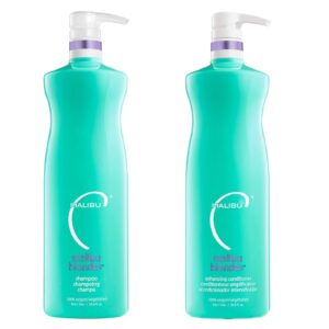 malibu c blondes enhancing shampoo & conditioner duo (33.8 oz) - revitalizing purple shampoo & conditioner for hair health + brilliancy - blondes hair care