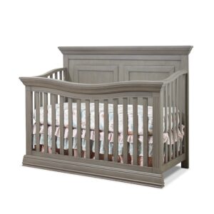 sorelle furniture paxton crib, classic 4-in-1 convertible crib, made of wood, non-toxic finish, wooden baby bed, toddler bed, child’s daybed and full-size bed, nursery furniture - heritage grey