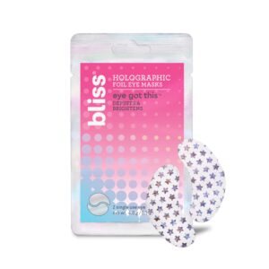 bliss eye got this holographic foil eye masks - 5 pack - refreshing and awakening eyes - reduces puffiness and dark circles - clean - vegan & cruelty-free