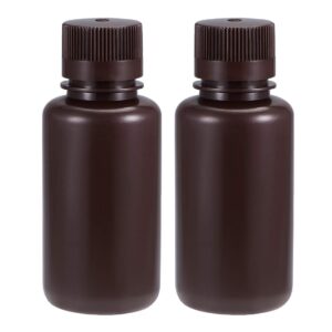 uxcell plastic lab chemical reagent bottle 250ml/8.5oz small mouth sample sealing liquid storage container brown 2pcs