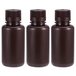 uxcell plastic lab chemical reagent bottle 250ml/8.5oz small mouth sample sealing liquid storage container brown 3pcs