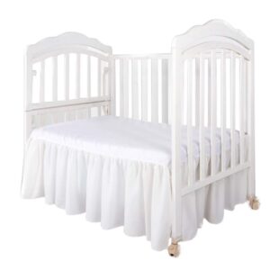 infant crib bed skirt ruffled with split corners - 100% cotton - for nursery crib toddler bedding crib bed skirt for baby boys or baby girls, 14" drop (white)