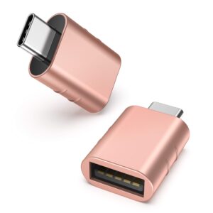 syntech [2 pack usb male to usb3 female adapter compatible with iphone 16 pro max imac ipad mini/pro 2023 pro macbook air 2020 and other type c devices, rose gold