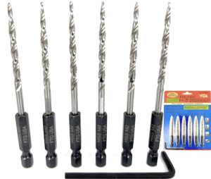 ftg usa replacement tapered countersink drill bit set 6 pc (#6) 9/64"