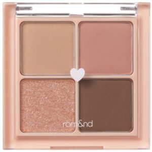 rom&nd better than eyes 4 color mini palette, 01 dry mango tulip, eye shadow palette, daily natural shades, blendable, rich colors, velvety texture, matte & shimmer, high pigmented, long lasting