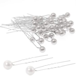 kingmas 50 pack wedding pearl hair pins, bridal hair pins u shape hair accessories barrette for bride bridesmaid women girls (white)