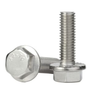 m8-1.25 x 35mm flanged hex head bolts flange hexagon screws, stainless steel 18-8 (304), plain finish, din 6921, 15 pcs